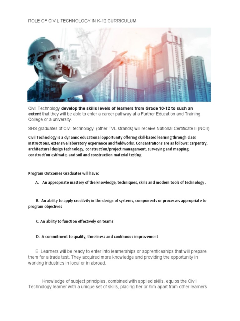 Role of Civil Technology in K-12 Curriculum | PDF