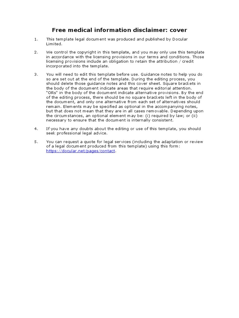 Free Medical Information Disclaimer | PDF | Disclaimer | Copyright