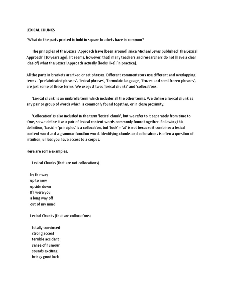 Lexical Chunks | PDF | Fluency | Semantics