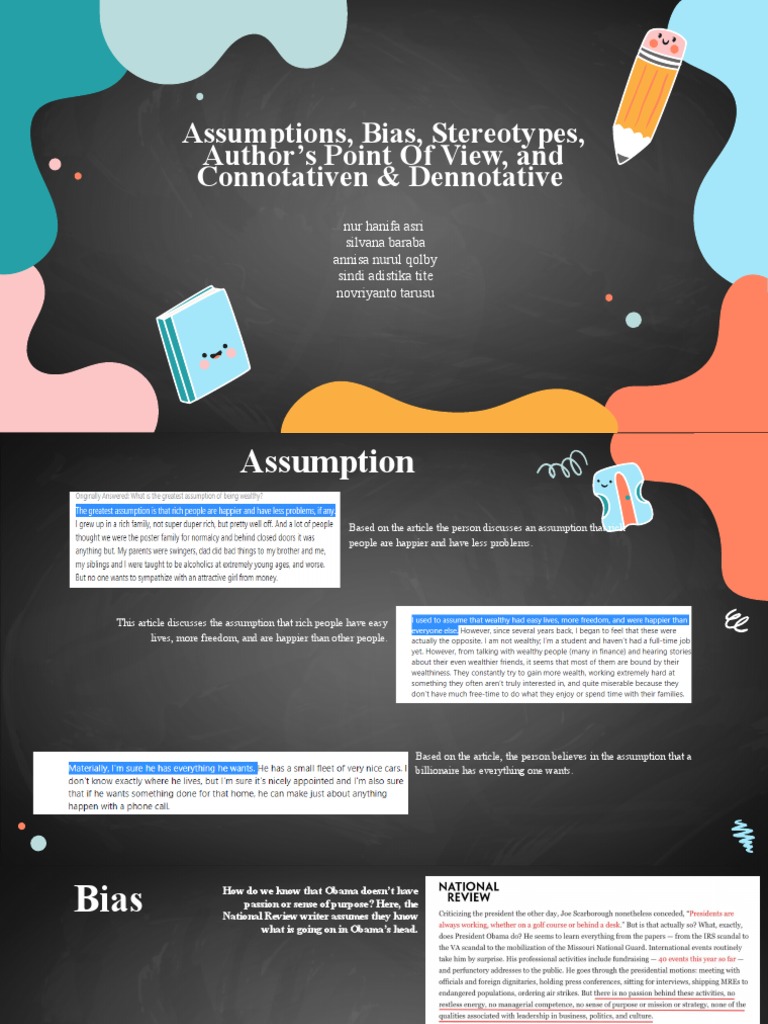 Assumptions, Bias, Stereotypes, Author's Point of View, and ...