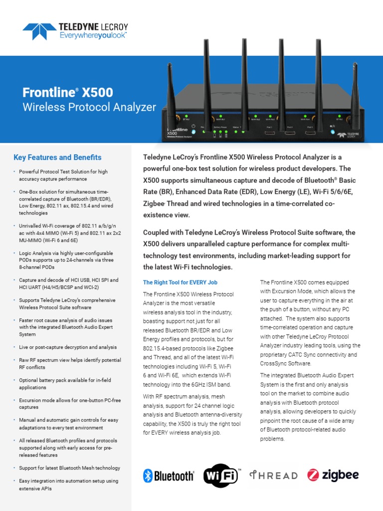 Frontline X500: Wireless Protocol Analyzer | PDF | Bluetooth | Wi Fi
