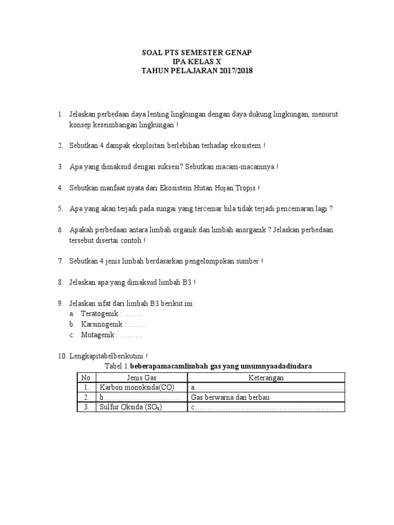 Pts Genap Ipa Kelas X | PDF | Kajian Bahasa Asing | Kesehatan Holistik