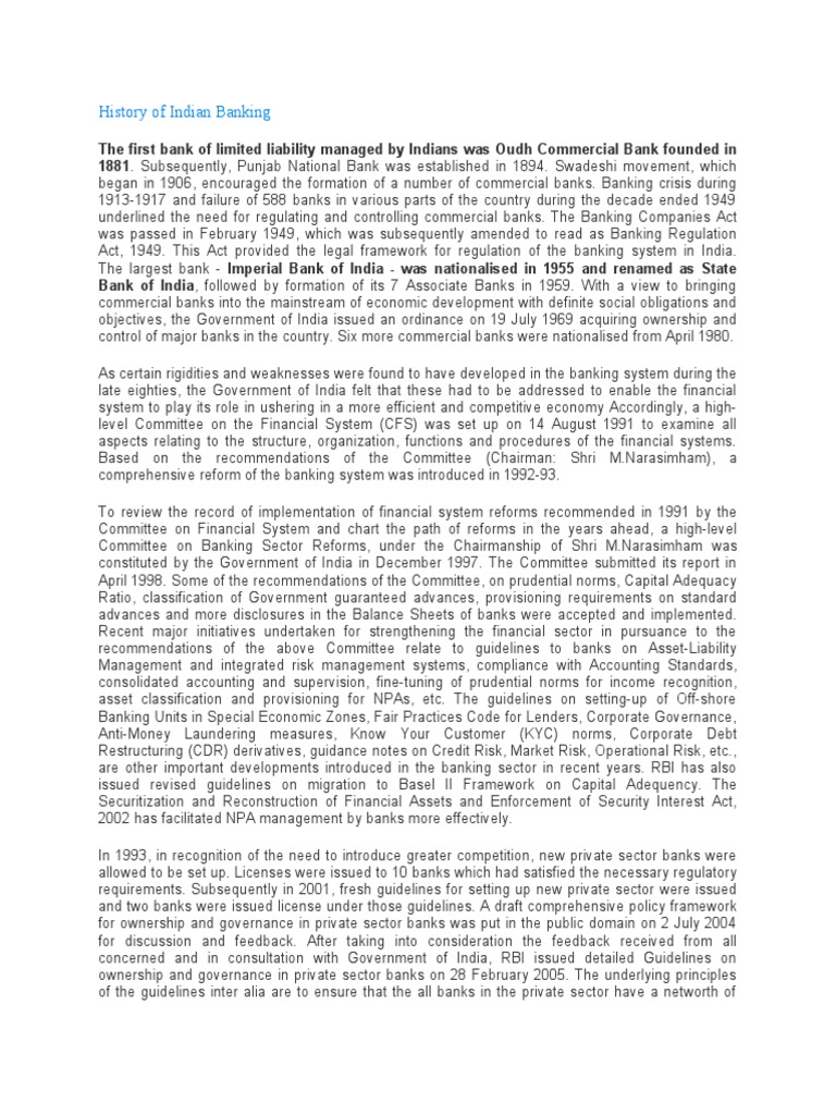 History of Indian Banking | PDF | Banks | Business