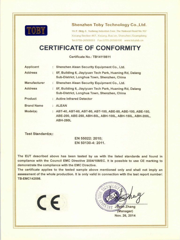 ABT Ce Certificate | PDF