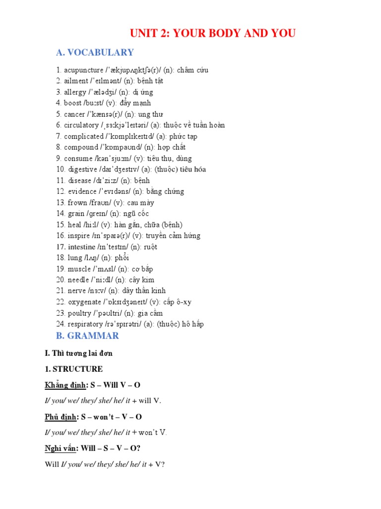 Eng10 - REVIEW 2 (Vocab+Grammar) | PDF
