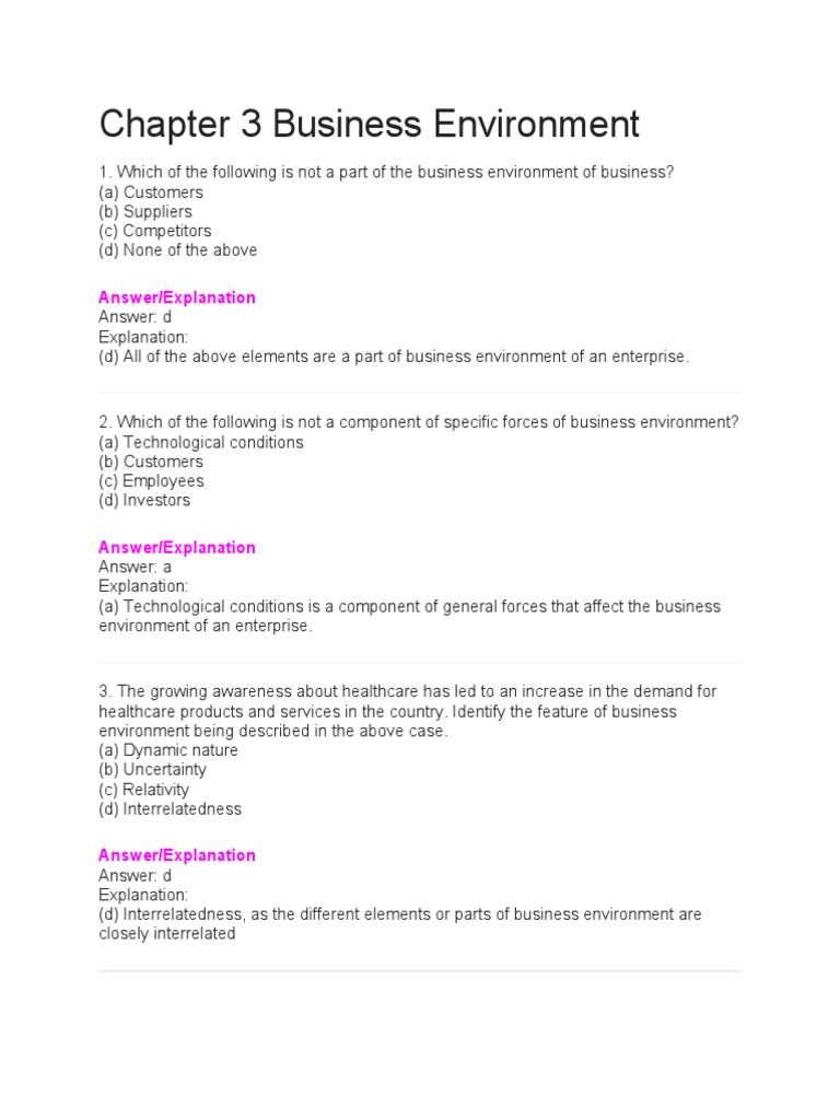 Chapter 3 Business Environment: Answer/Explanation | PDF | Legal Tender ...