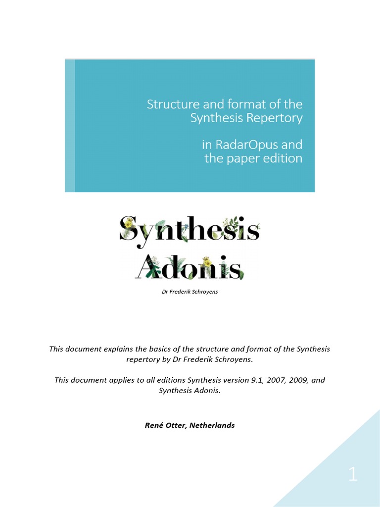 An Introduction to the Structure and Format of the Synthesis Repertory ...