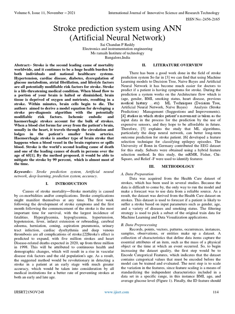 Stroke Prediction System Using Ann Artificial Neural Network Pdf Stroke Artificial 9453