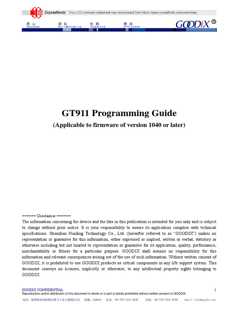 GT911 Programming Guide - v0.1 | PDF | Computer Engineering | Computer ...