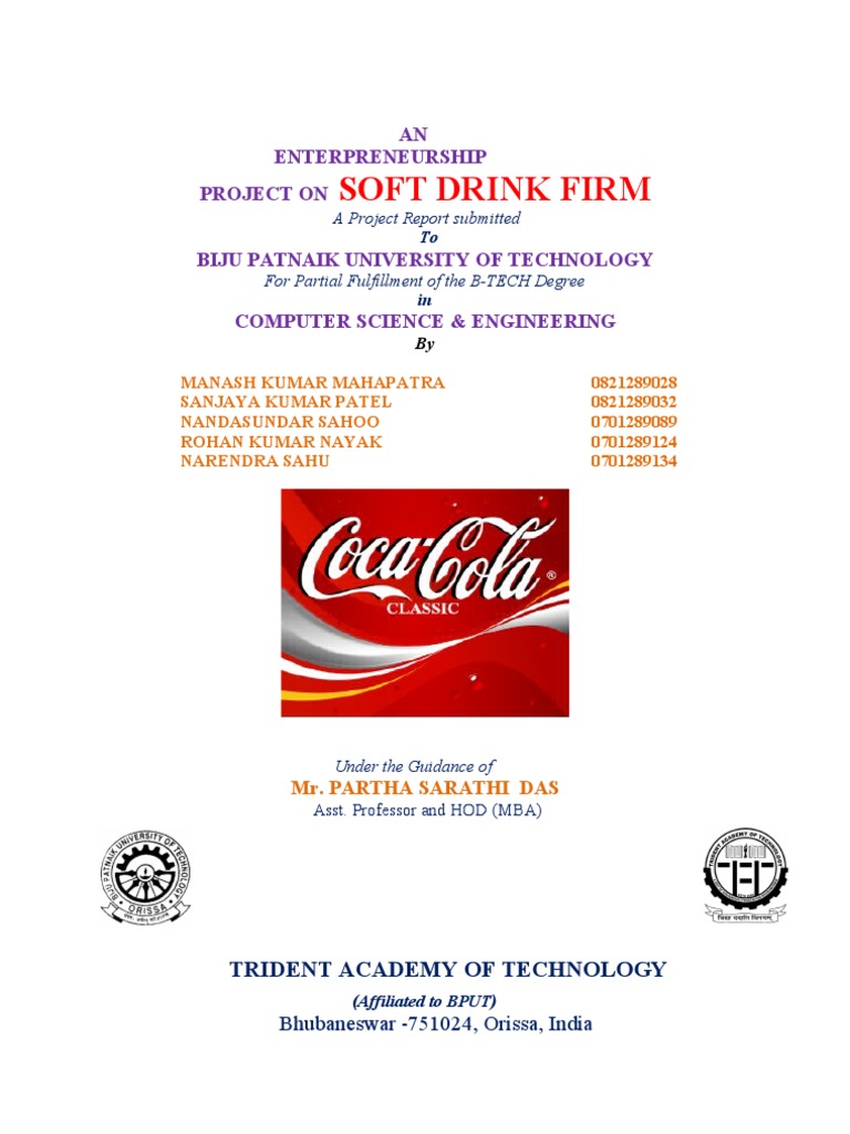 Soft Drink Firm: AN Enterpreneurship Project On | PDF | Science And ...