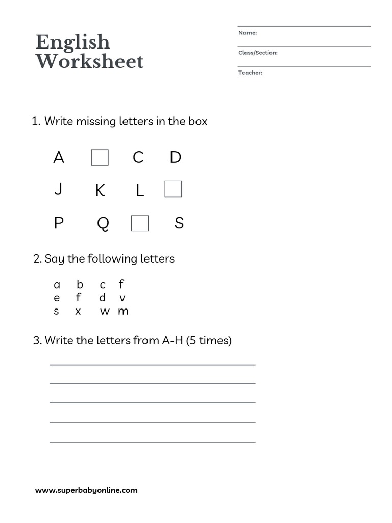 Early Literacy Worksheet for Letter Recognition and Phonics Practice | PDF