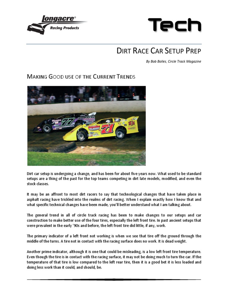 Dirt Track Car Setup 13 Pages | PDF | Automotive Industry ...