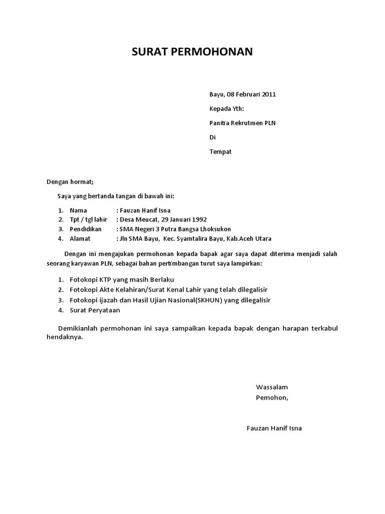 Surat Permohonan | PDF