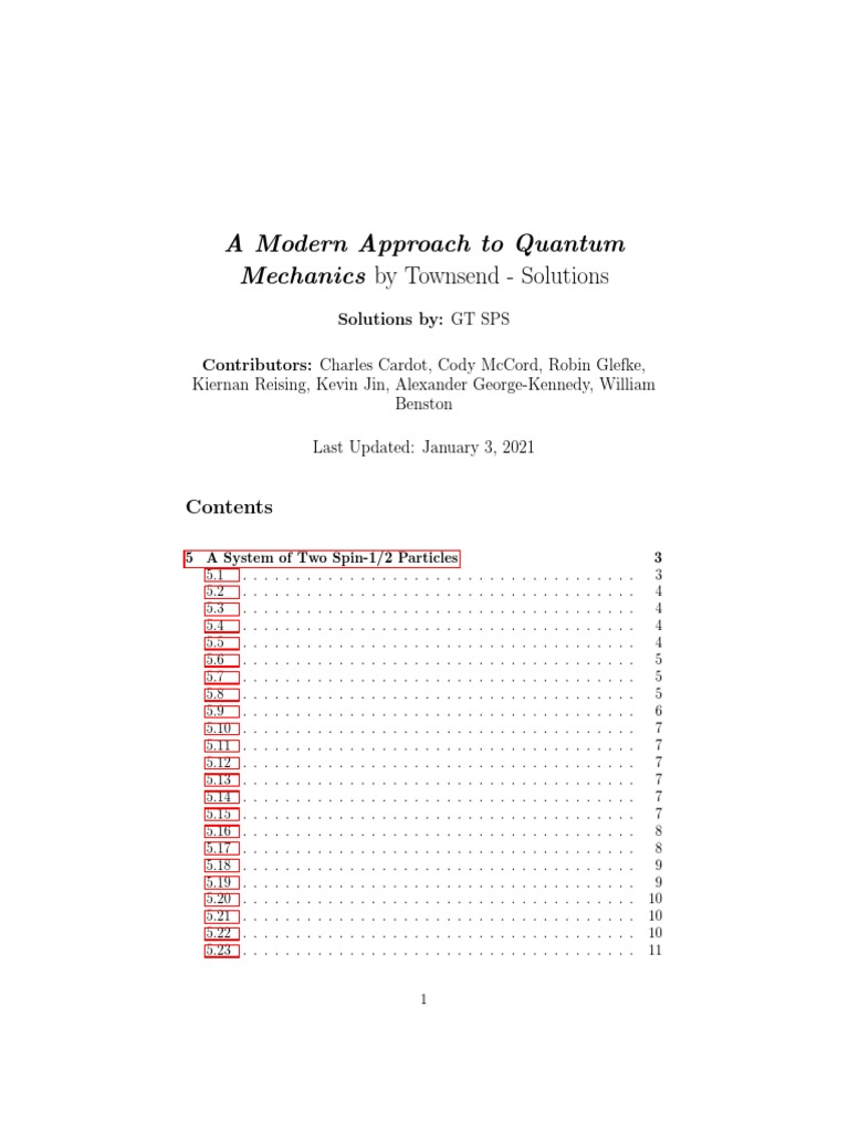 A Modern Approach To Quantum Mechanics by Townsend - Solutions | PDF ...