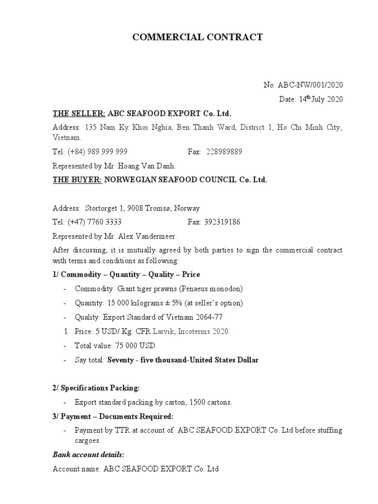 Commercial Contract | PDF | Business Law | Private Law