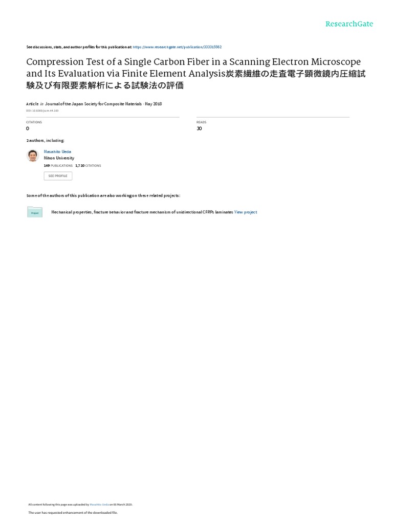 Compression Test of A Single Carbon Fiber in A Sca | PDF