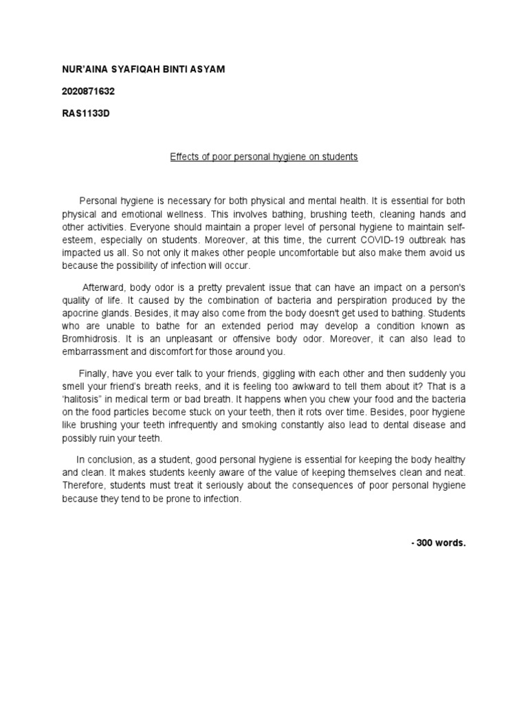 Consequences of Poor Hygiene in Students | PDF | Lifestyle