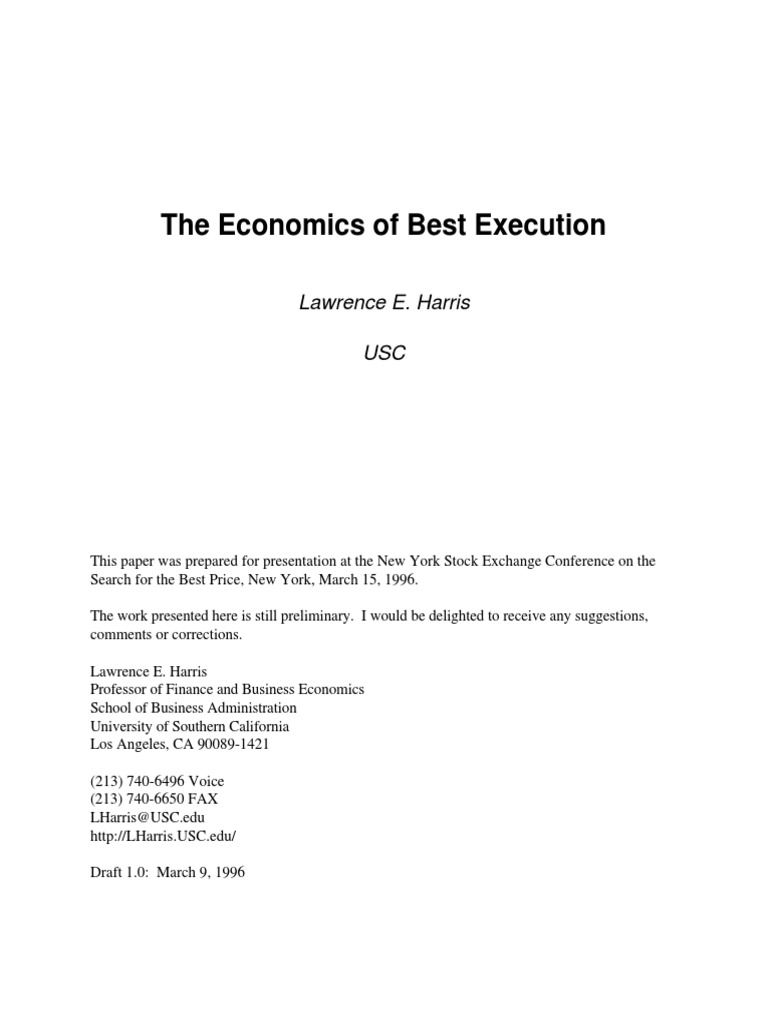 The Economics of Best Execution | PDF | Order (Exchange) | Market ...