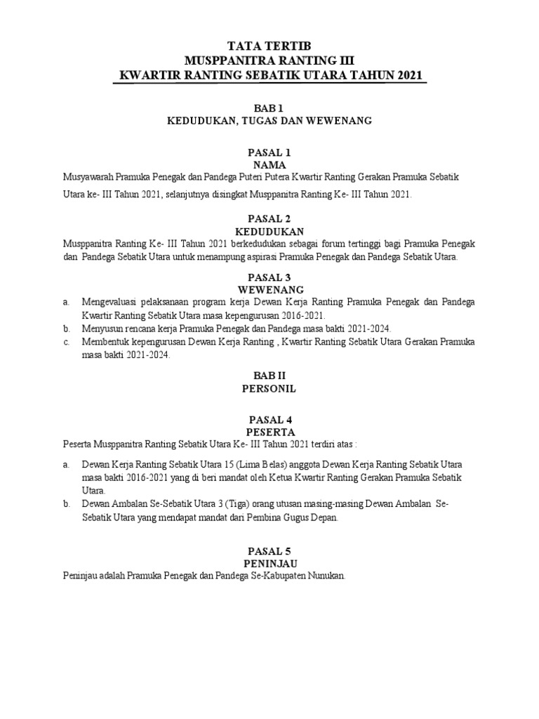 Tata Tertib Muspanitra 2021 | PDF