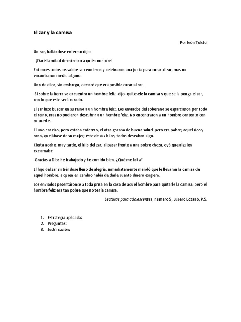 El Zar y La Camisa | PDF