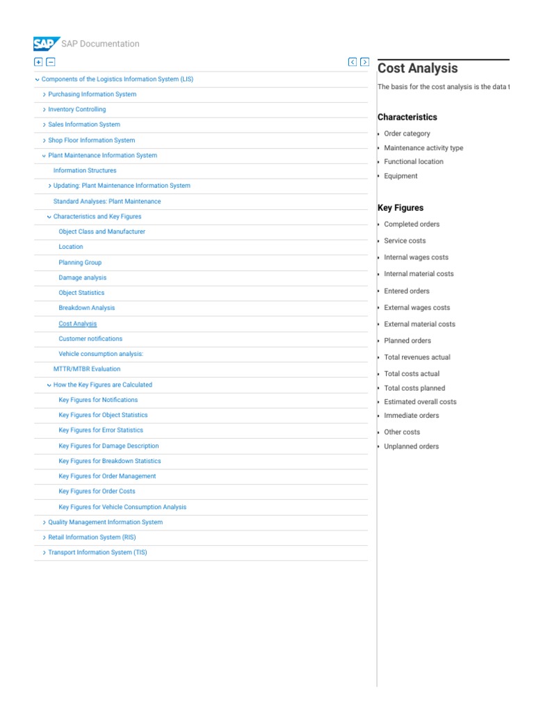 MCI8 COST ANALYSIS SAP Library - Components of The Logistics ...