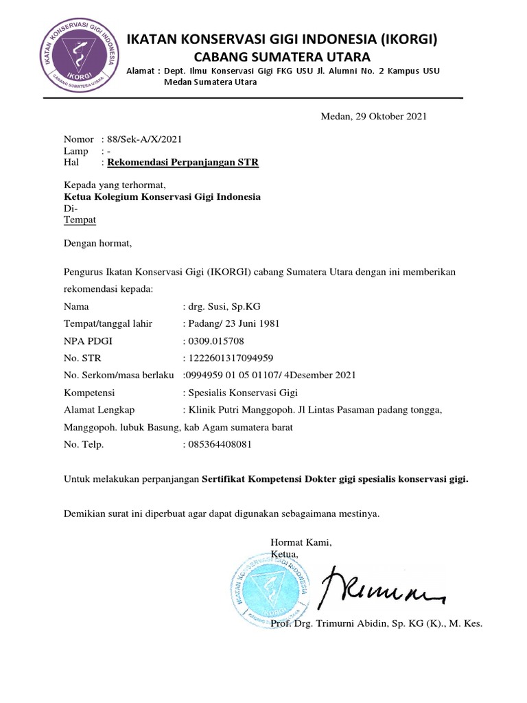 Rekomendasi Perpanjangan Serkom Dokter | PDF