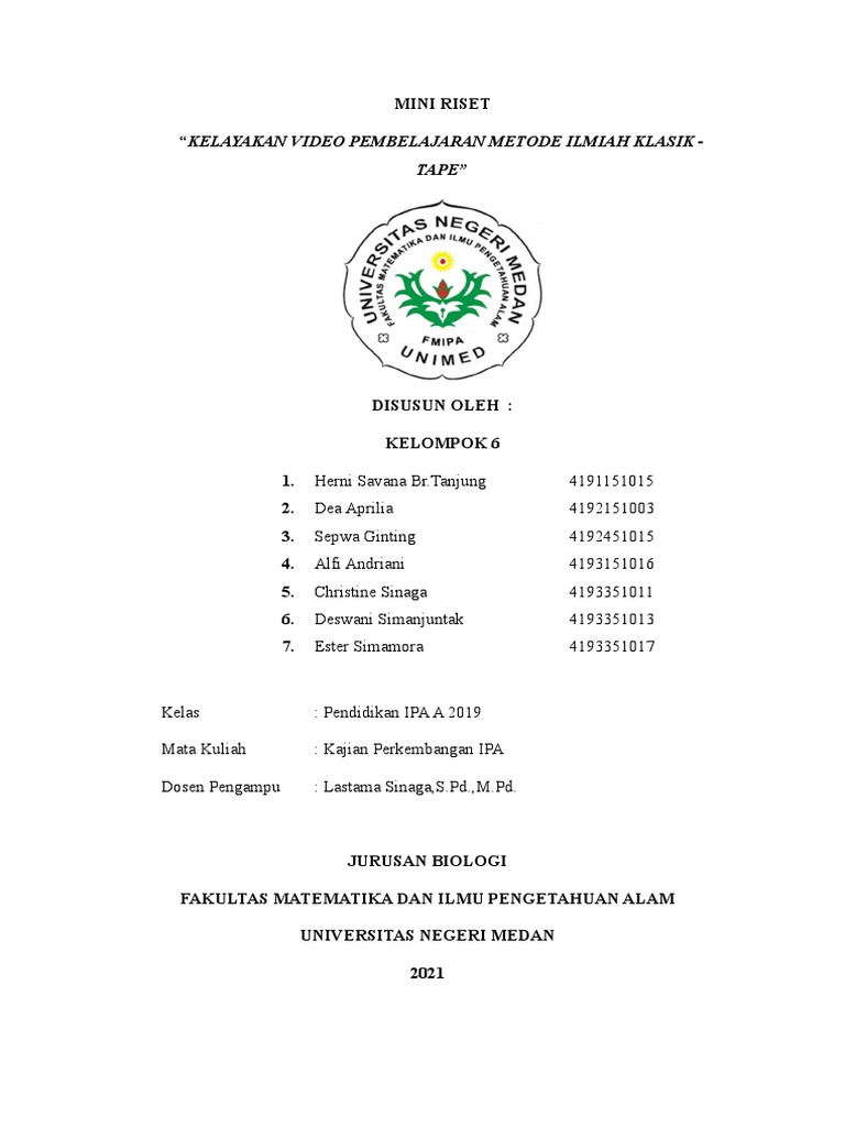 Mini Riset Kajian Perkembangan Ipa - Kelompok 6 - Pipa19a | PDF | Karier & Perkembangan | Sains ...
