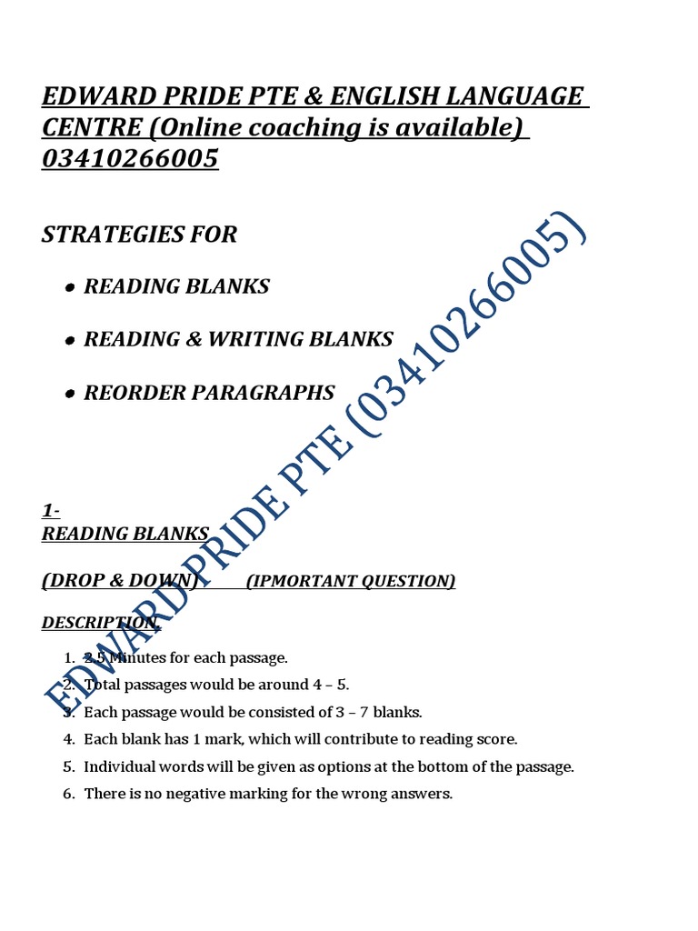 Edward Pride Pte Strategies | PDF | Verb | Noun