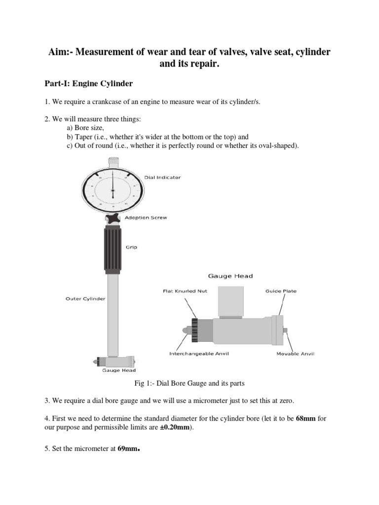 Measuring Cylinder and Valve Wear | PDF | Rotating Machines | Vehicle Parts