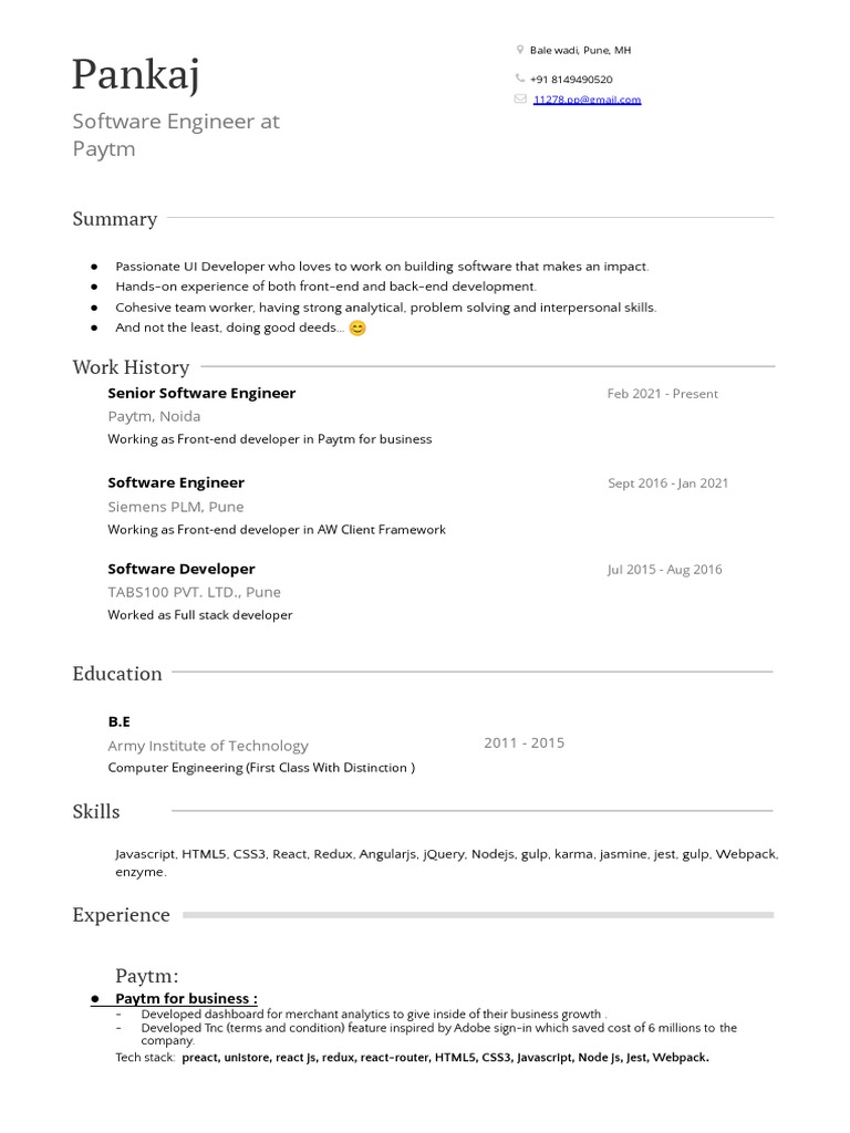 Pankaj: Software Engineer at Paytm | PDF | Web Application | J Query