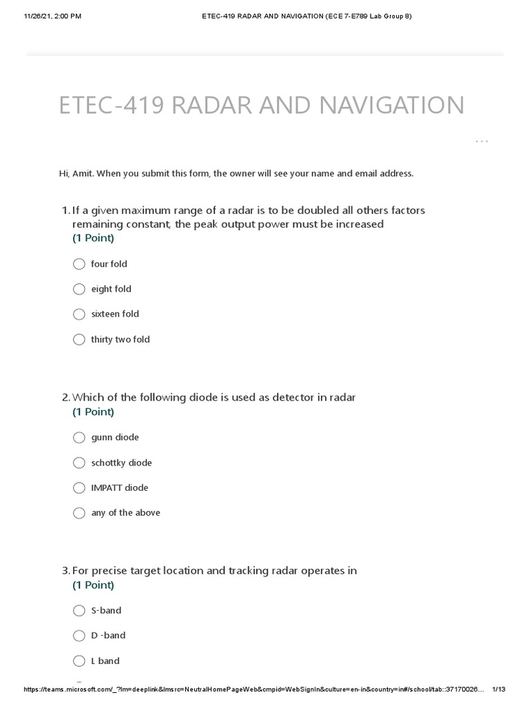 Key Concepts in Radar and Navigation Systems: An Assessment of Student ...