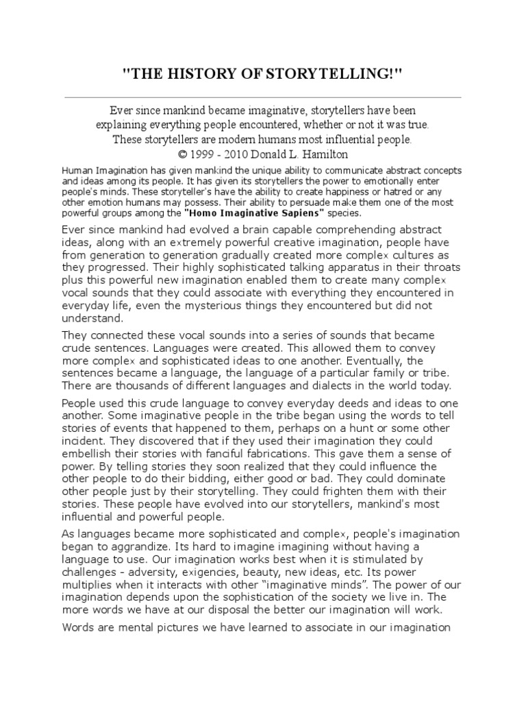 The History of Storytelling | PDF | Storytelling | Human
