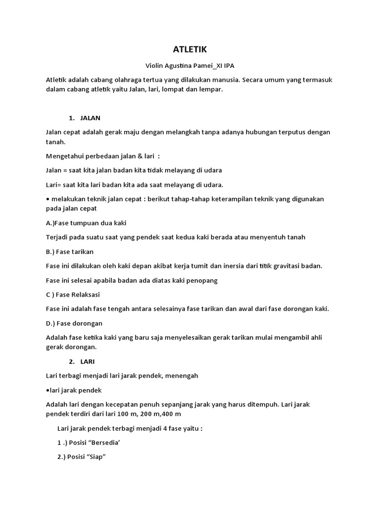 Teknik Dasar Atletik | PDF | Perjalanan