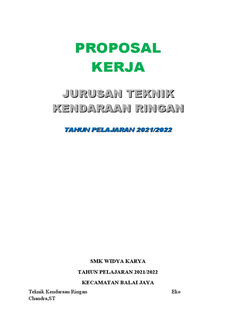 Proposal Kerja 2021-2022 TKR | PDF