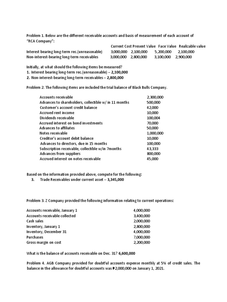 Term Exam 2edited Answer Key | PDF | Bad Debt | Interest