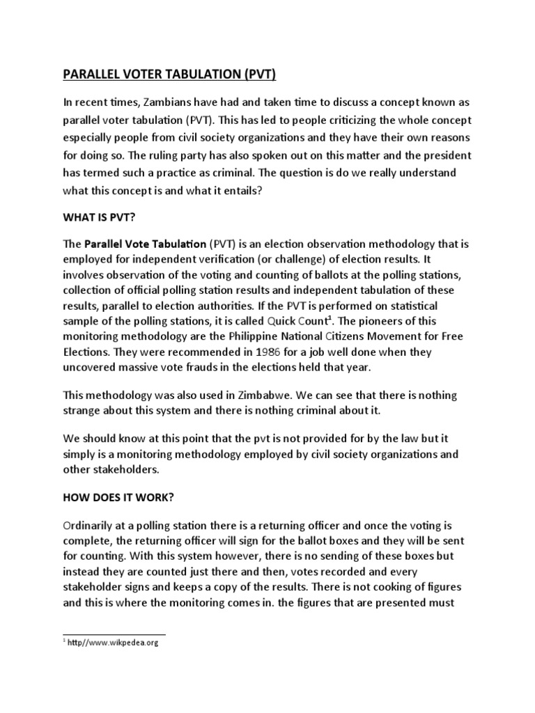 Parallel Voter Tabulation | PDF | Polling Place | Elections
