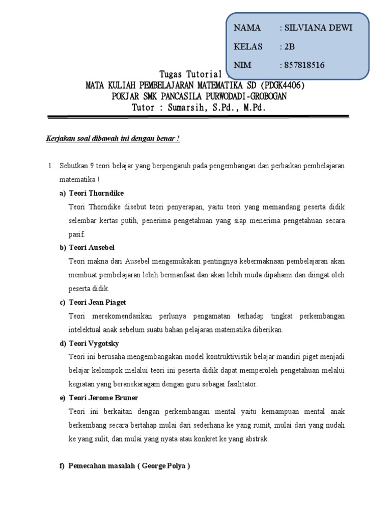 2b-Tt1 Silviana Dewi 857818516 | PDF | Karier & Perkembangan | Seni