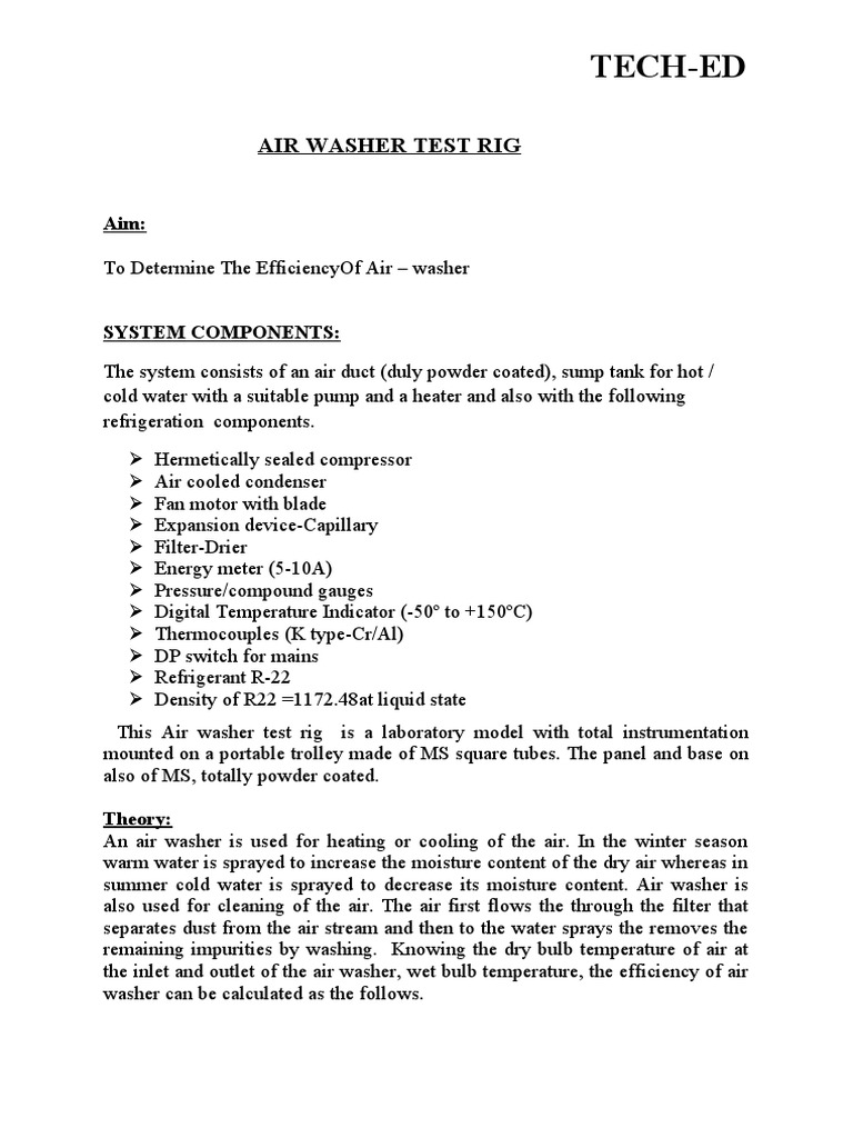 Air Washer Test Rig | Download Free PDF | Nature | Washing Machine