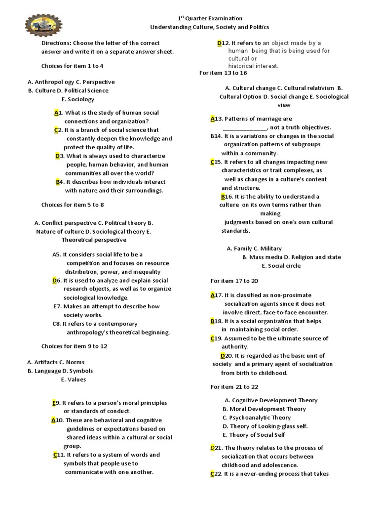 UCSP 1st Quarter Exam | PDF UCSP 1st Quarter Exam | PDF