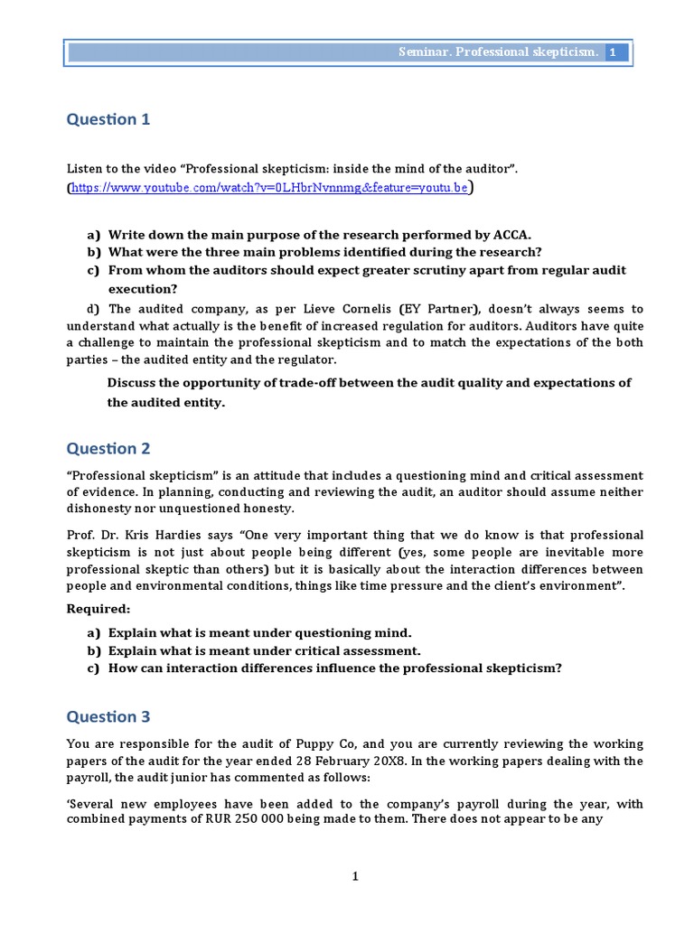 S - Professional Scepticism | PDF | Audit | Audit Committee