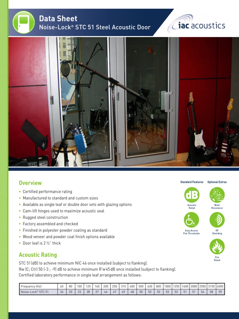 Data Sheet: Noise-Lock STC 51 Steel Acoustic Door | PDF | Door ...