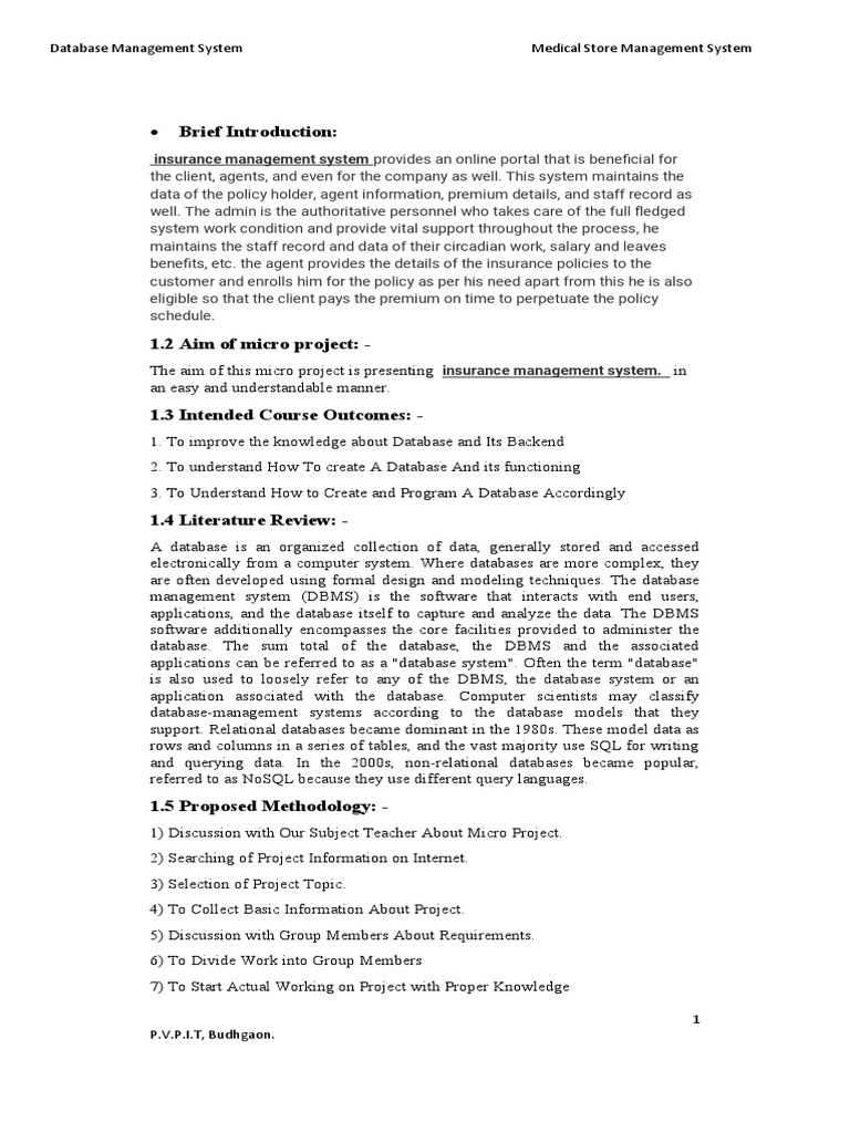 Insurance Company Management System Proposal | PDF | Databases | Computing