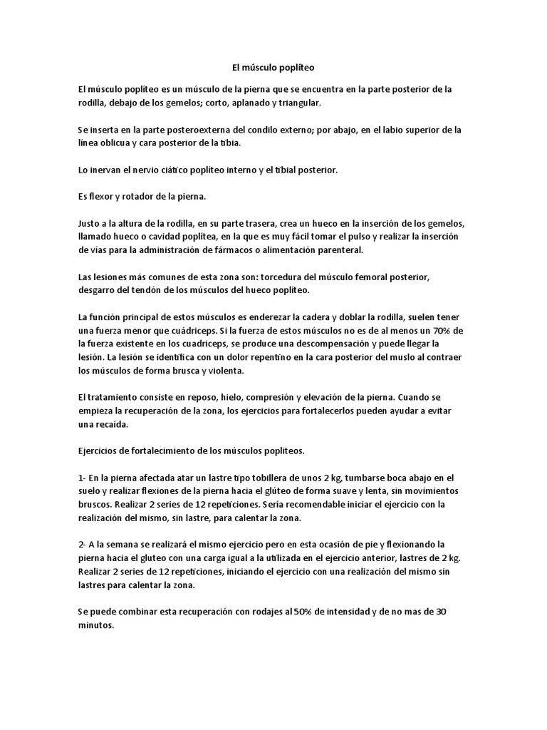 Ejercicios para fortalecer el poplíteo | PDF | Rodilla | Anatomía humana
