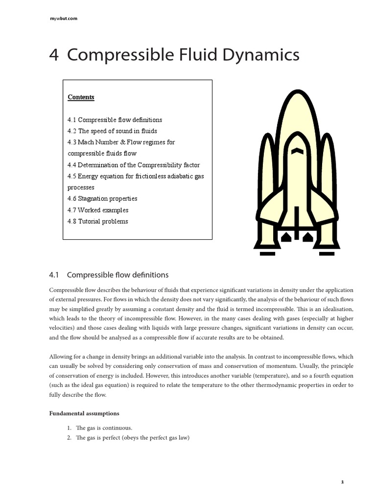 4 Compressible Fluid Dynamics: &RQWHQWV | Download Free PDF | Fluid Dynamics | Mach Number