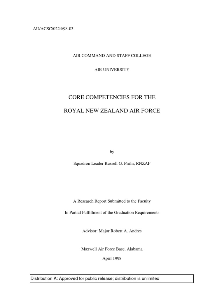 Core Competencies For The Royal New Zealand Air Force | PDF | United ...