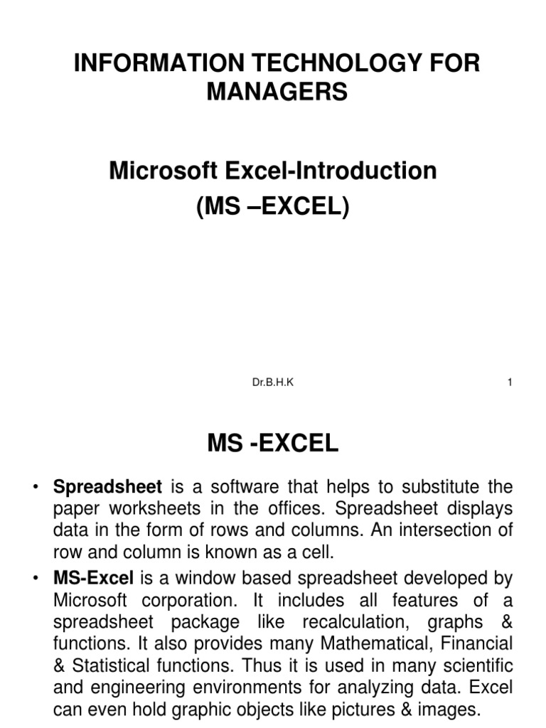 Learn Excel fundamentals with this MS Excel introduction | PDF | Microsoft Excel | Spreadsheet