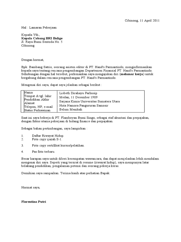 Contoh Surat Lamaran | PDF