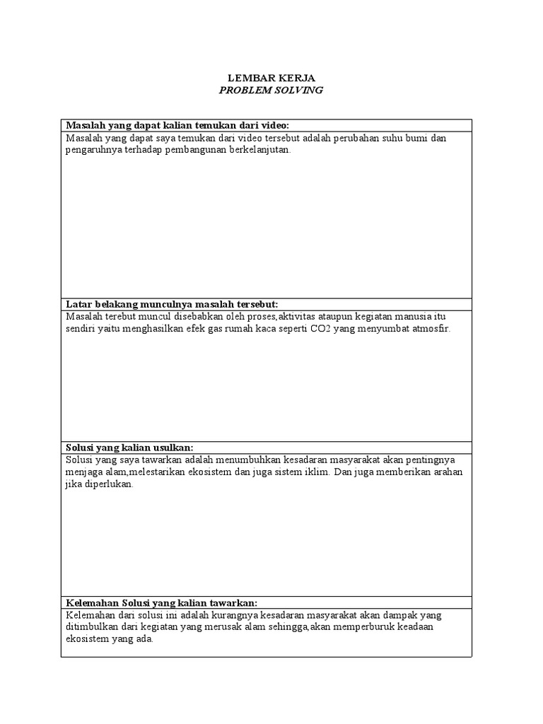 Lembar Kerja Problem Solving - Muhammad Rido Akbar | PDF