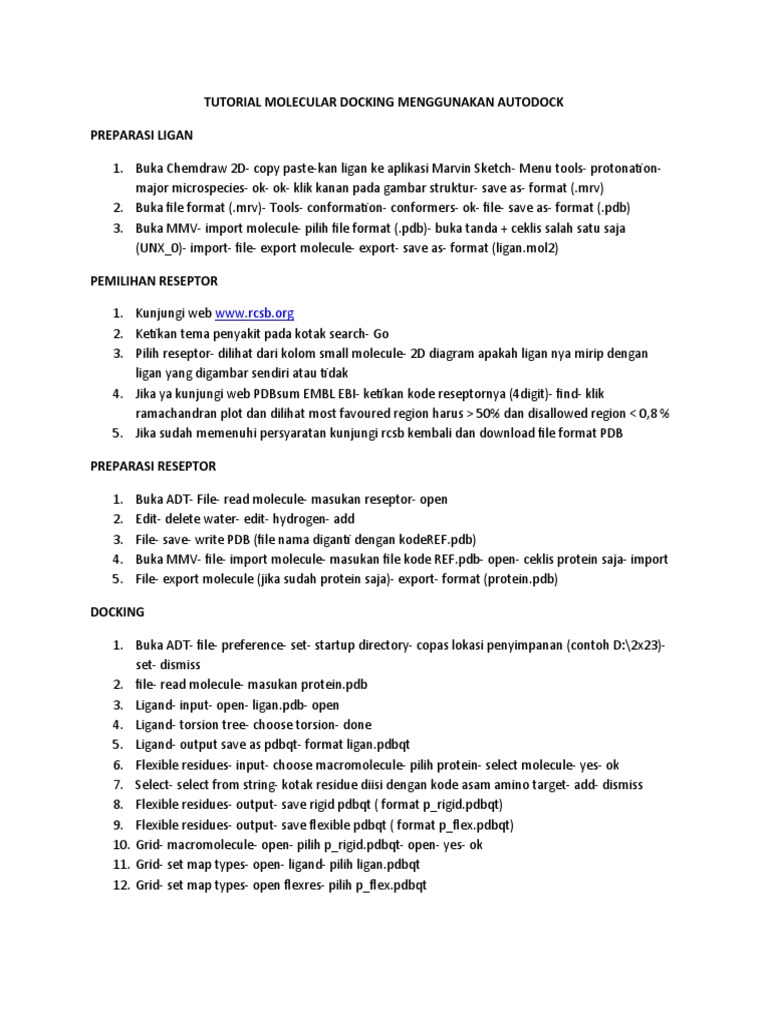 Tutorial Docking Autodock | PDF | Komputer | Teknologi & Rekayasa