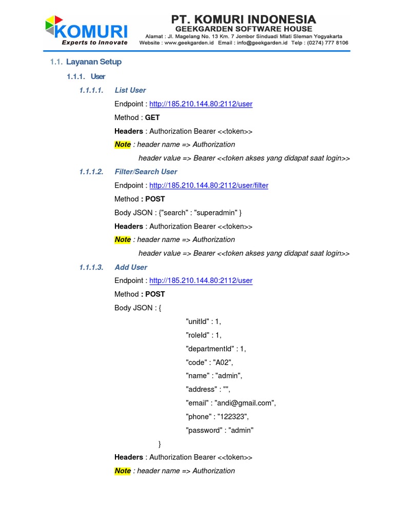 Layanan Setup: 1.1.1.1. List User | PDF | Balance Sheet | Json
